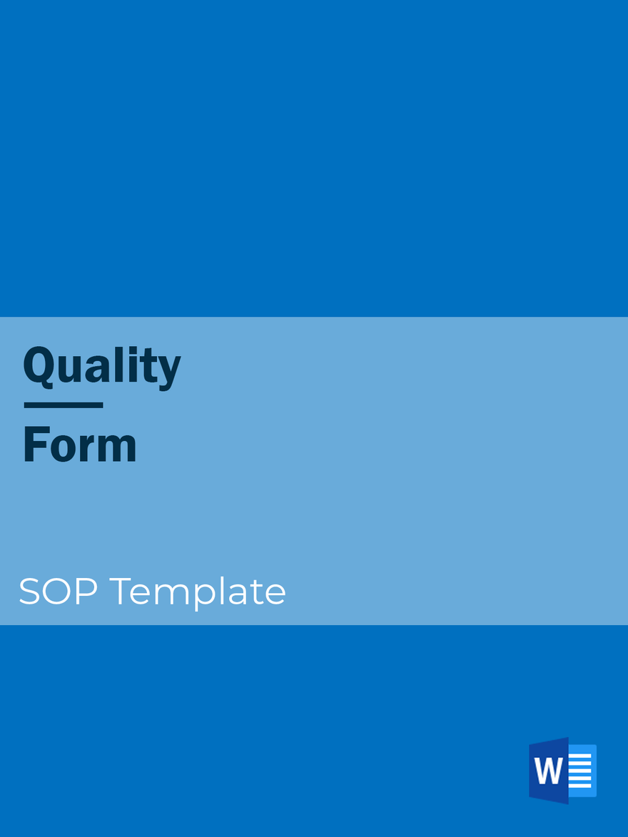 Quality - Form - Standard Operating Procedure Template | DevDx