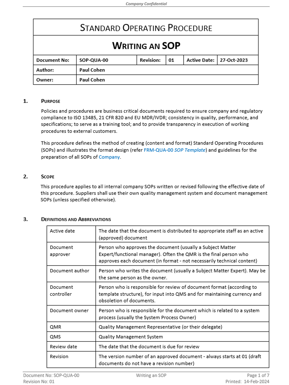 Quality - SOP - Writing a Standard Operating Procedure | DevDx